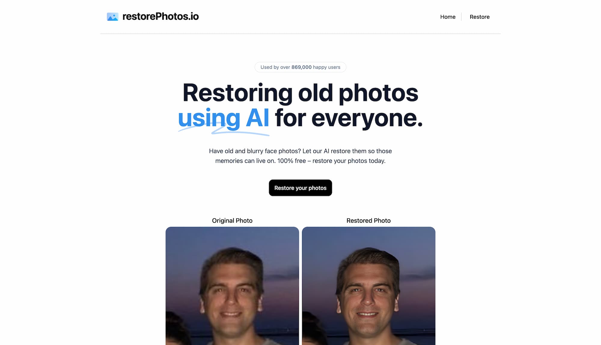 Restore Photos With Restorephotos.io