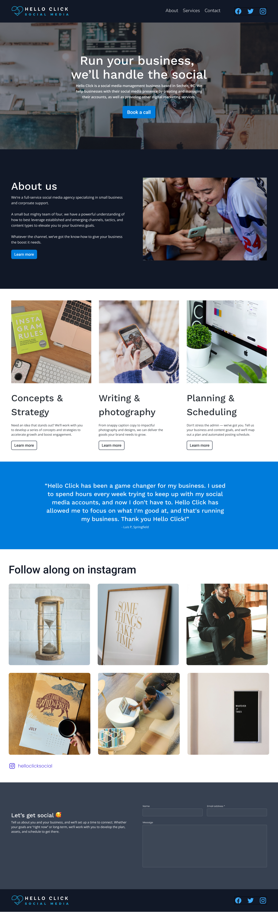 Social media management website template